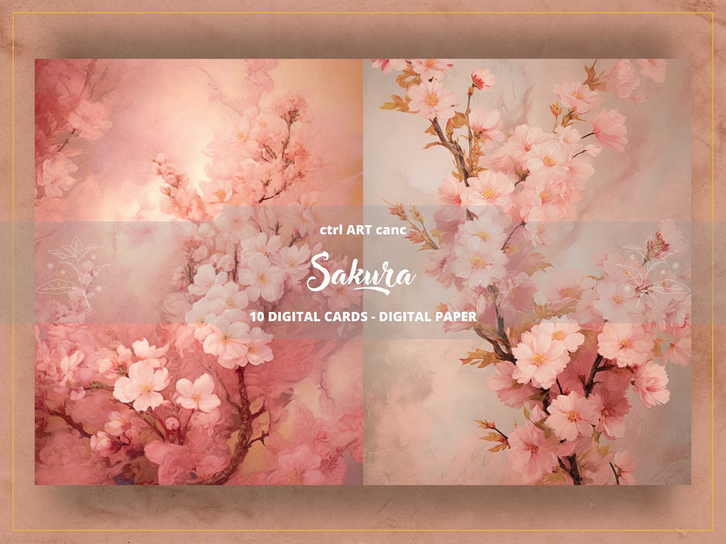 Sakura Art Printable Sakura Digital Paper Cherry Blossom - Etsy