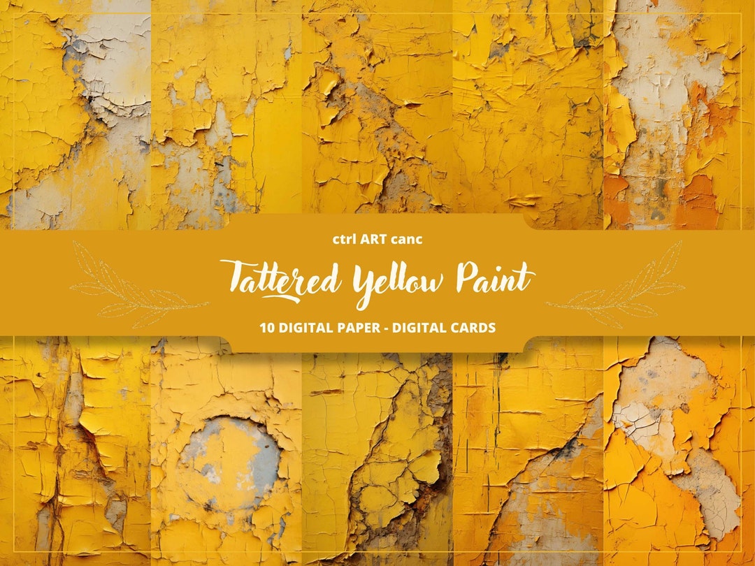 Tattered Yellow Paint Printable, Tattered Digital Paper, Junk Journal ...