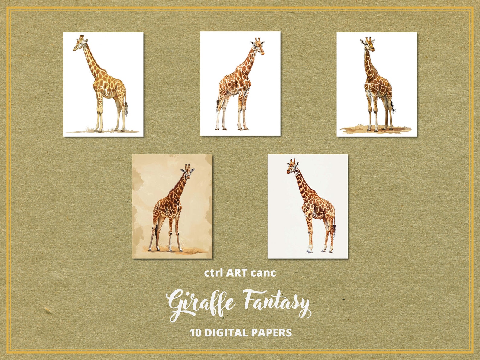 Giraffe Illustration Art: POD Animal Images, Digital Paper (commercial ...