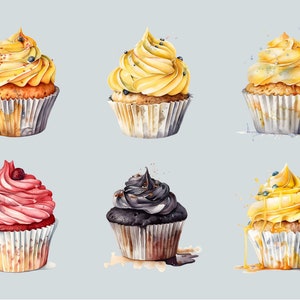 30 Rainbow Cupcake Clipart, Watercolor Cupcake, Cupcake Birthday ...