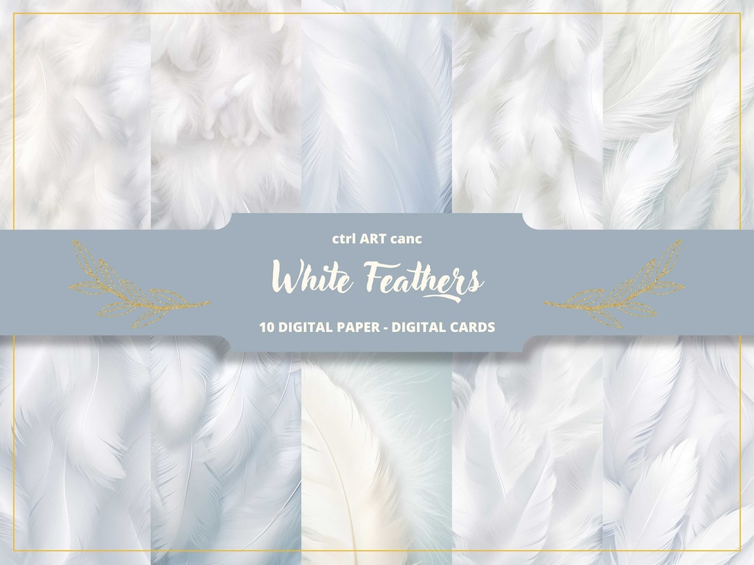 White Feathers Digital Paper, Feather Scrapbook Background, Angel Junk ...