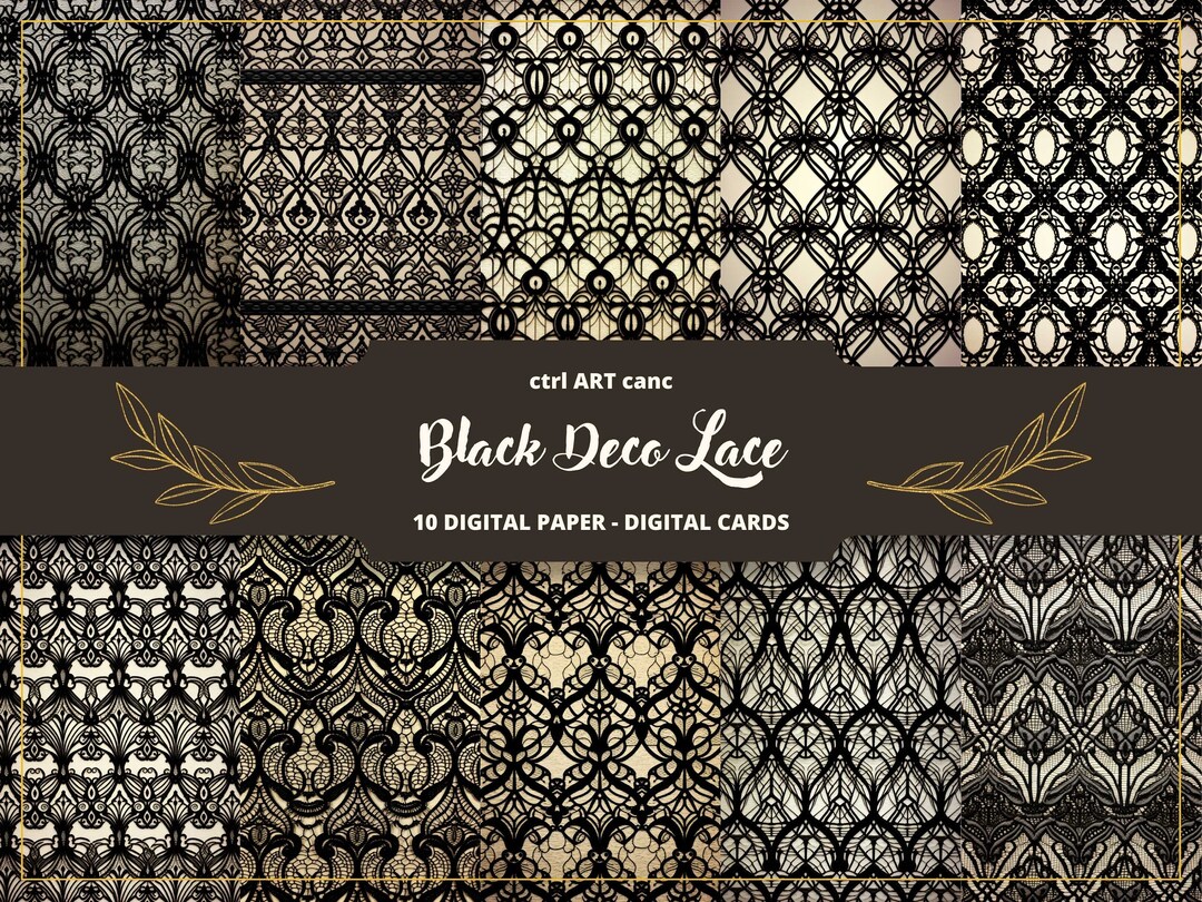 Black Deco Digital Paper Black Lace Paper for Scrapbook Junk Journal ...