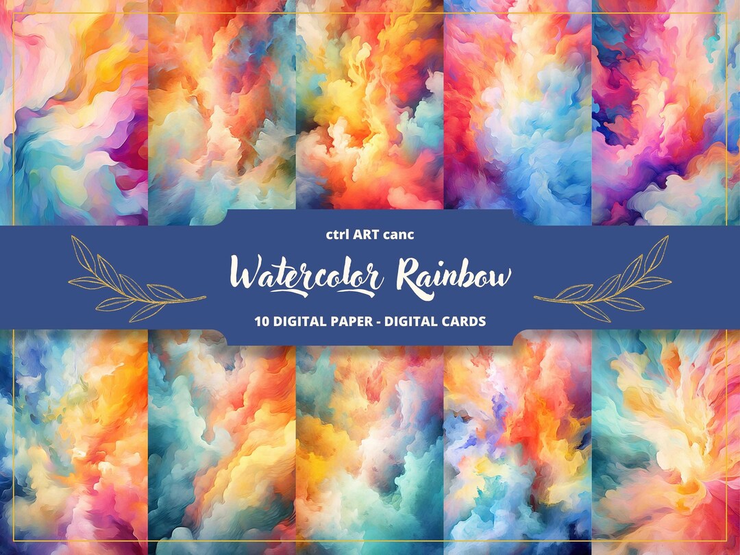 Watercolor Rainbow Digital Paper: Abstract Journal Kit (digital ...