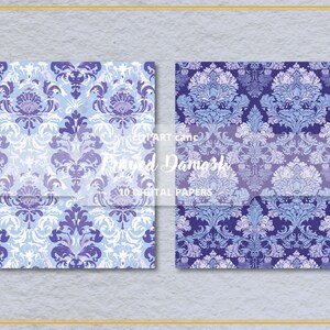 Purple Damask Digital Paper Damask Printable Paper Damask Pattern ...