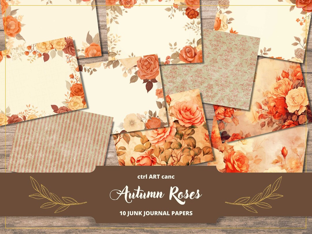 Autumn Junk Journal Paper Kit Brown Leaves Paper for Scrapbook Paper ...