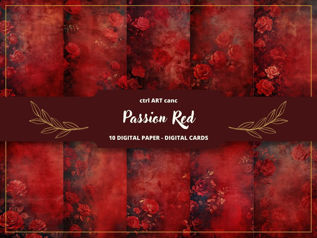 Red Roses Junk Journal Digital Paper, Red Journal Paper, Floral Journal ...