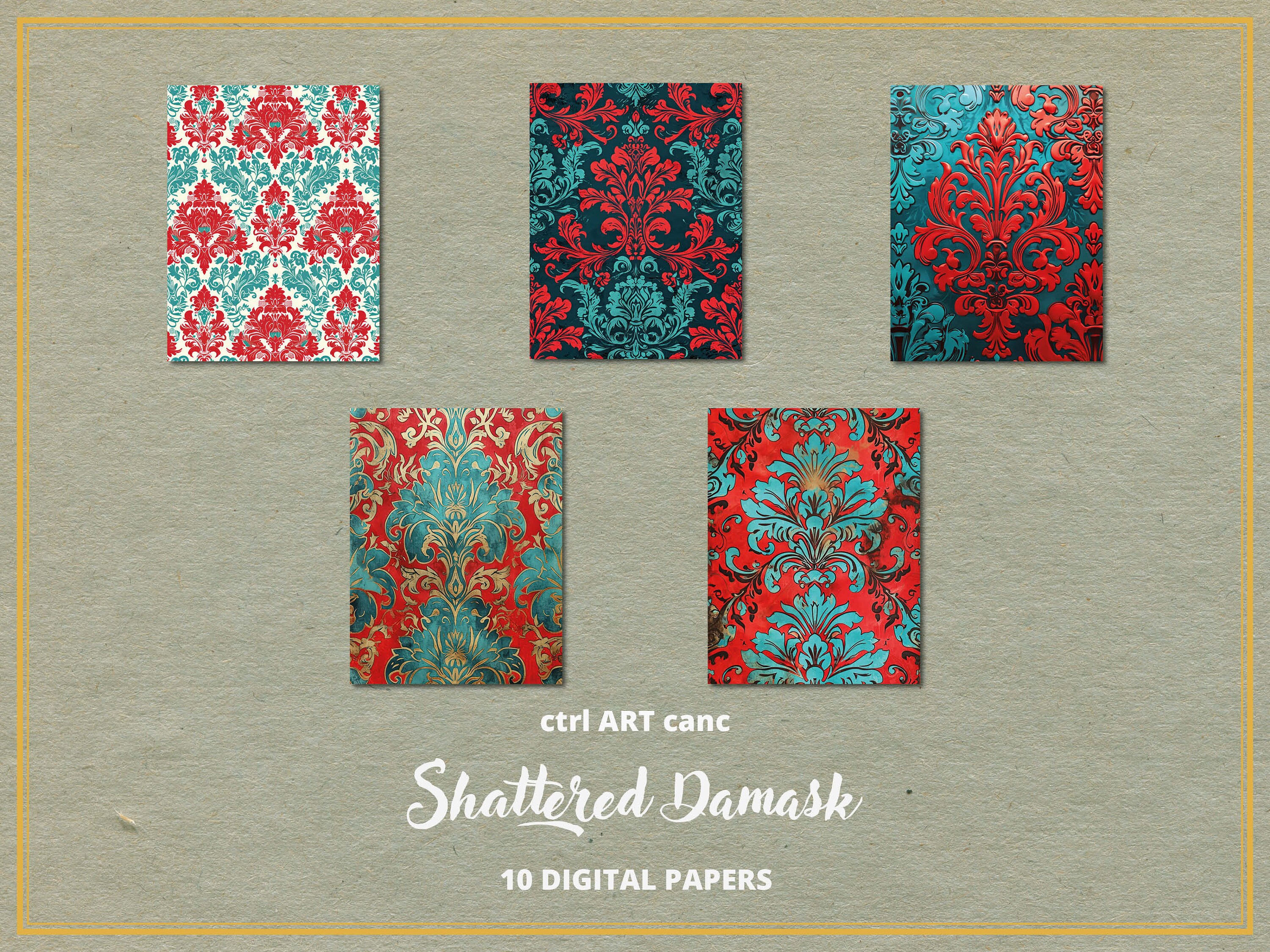 Blue Damask Digital Paper Damask Printable Paper Damask Pattern Damask ...
