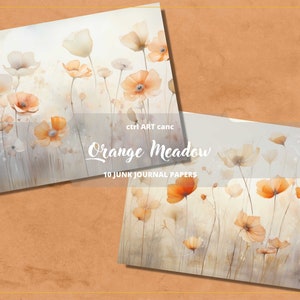 Orange Floral Junk Journal Kit: Printable Scrapbook Paper (digital ...