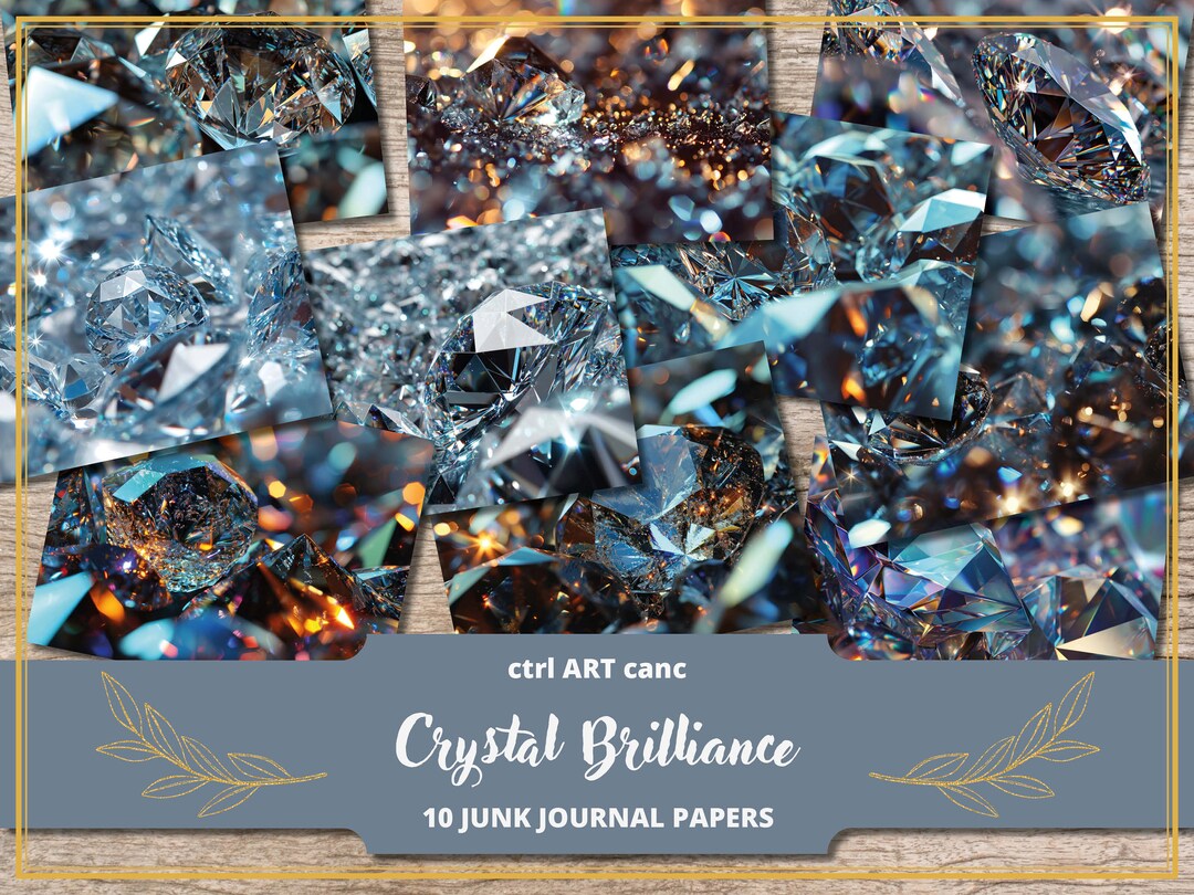 Diamond Digital Paper Kit Crystal Printable Paper Junk Journal Kit ...