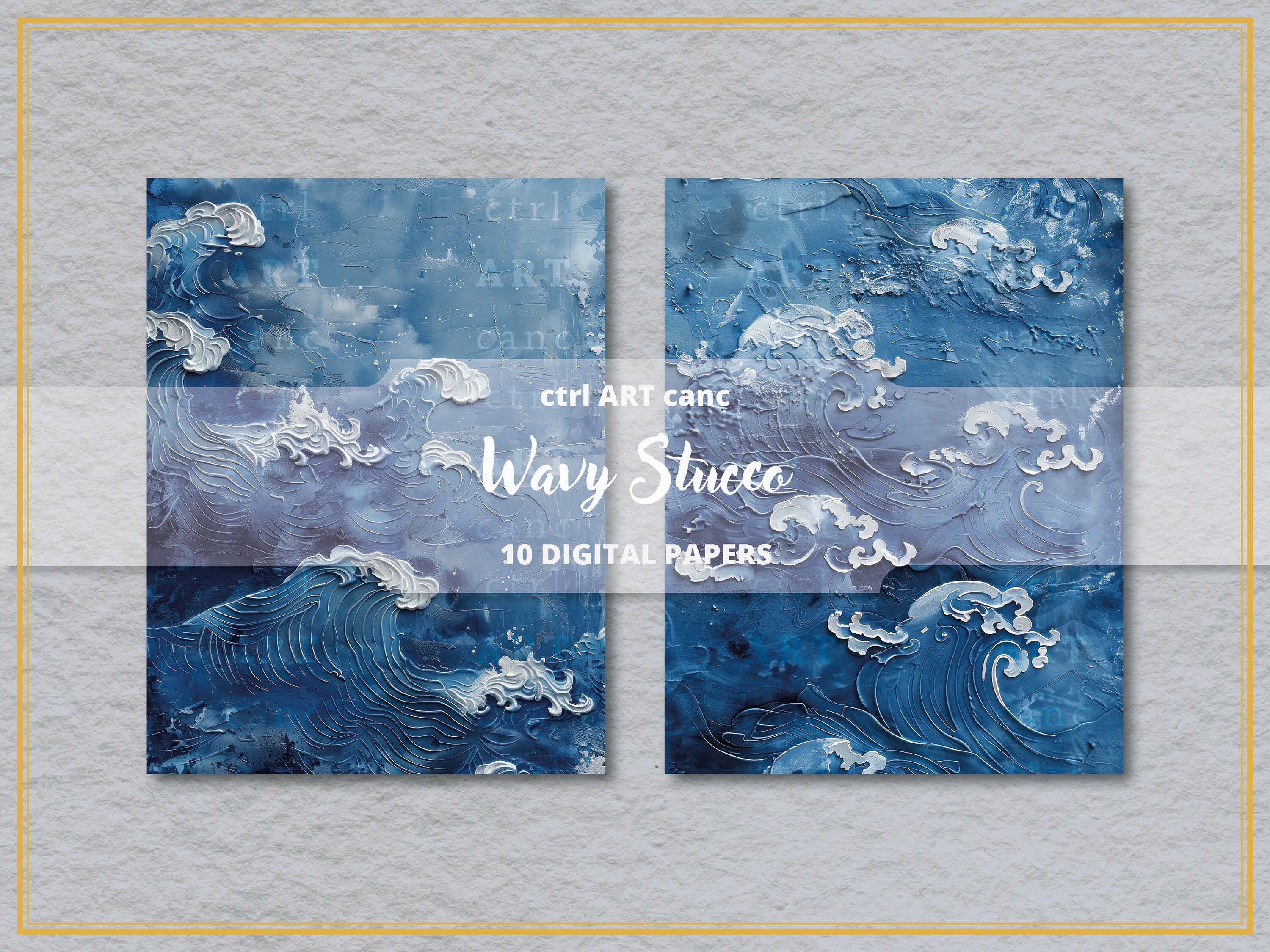 Hokusai Wavy Stucco Digital Paper: Blue Junk Journal Kit (digital ...