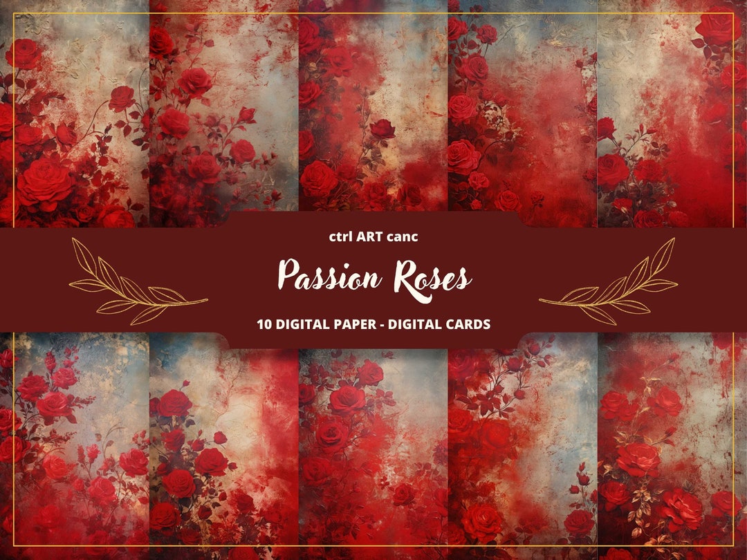 Red Roses Junk Journal Digital Paper, Red Journal Paper, Floral Journal ...