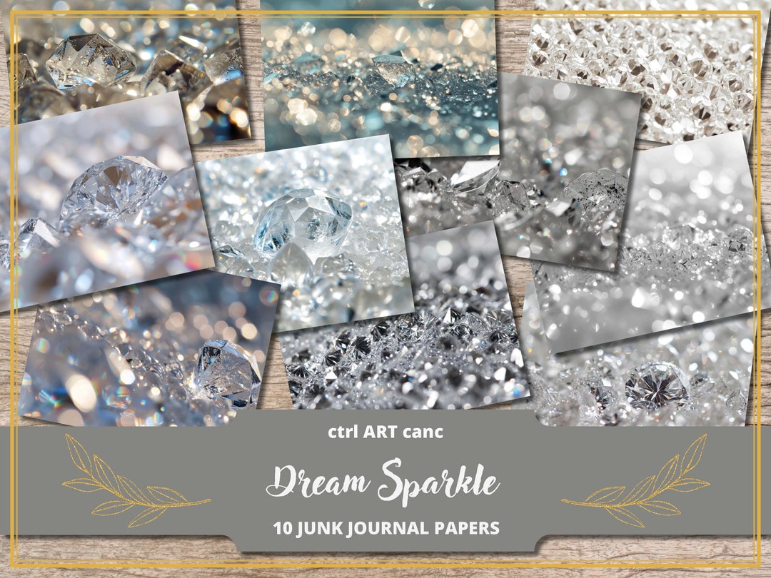 White Diamond Digital Paper Kit White Printable Paper Junk Journal Kit ...