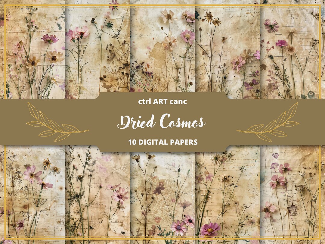 Dried Floral Paper Old Paper Vintage Junk Journal Vintage Flowers ...