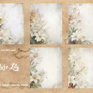 Pure Lily Digital Paper, Wedding Floral Invitation Paper, Digital Paper ...