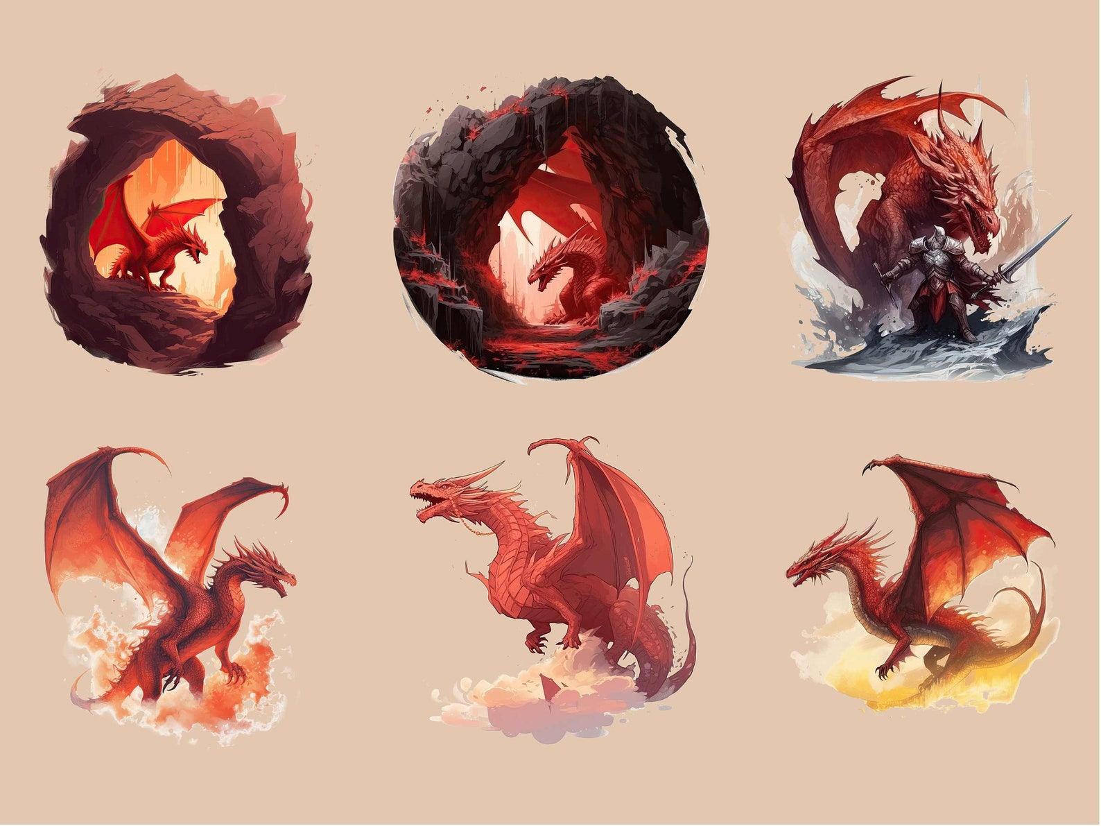 30 Red Dragon Clip Art Dragon Clipart Fantasy Clipart - Etsy