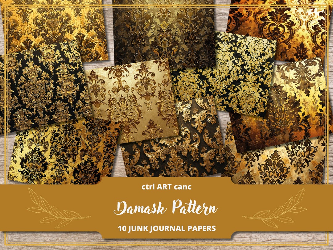 Gold Damask Digital Paper: Junk Journal Kit (digital Download) - Etsy