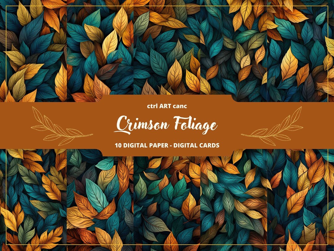Autumn Leaves Digital Paper, Autumn Scrapbook Background, Autumn Junk ...
