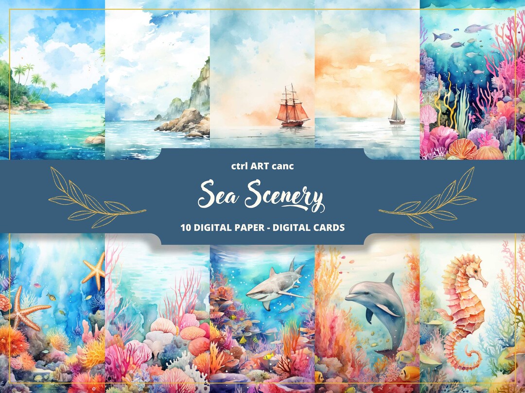 Sea Digital Paper With Coral Reef Printable Sea Paper Printable Coral ...