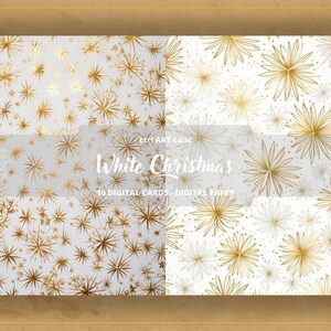 Christmas Digital Paper for Christmas Wrapping Gold Paper White Digital ...