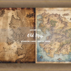 10 Treasure Island Printable Paper, Fantasy Map Digital Paper, Old Map ...