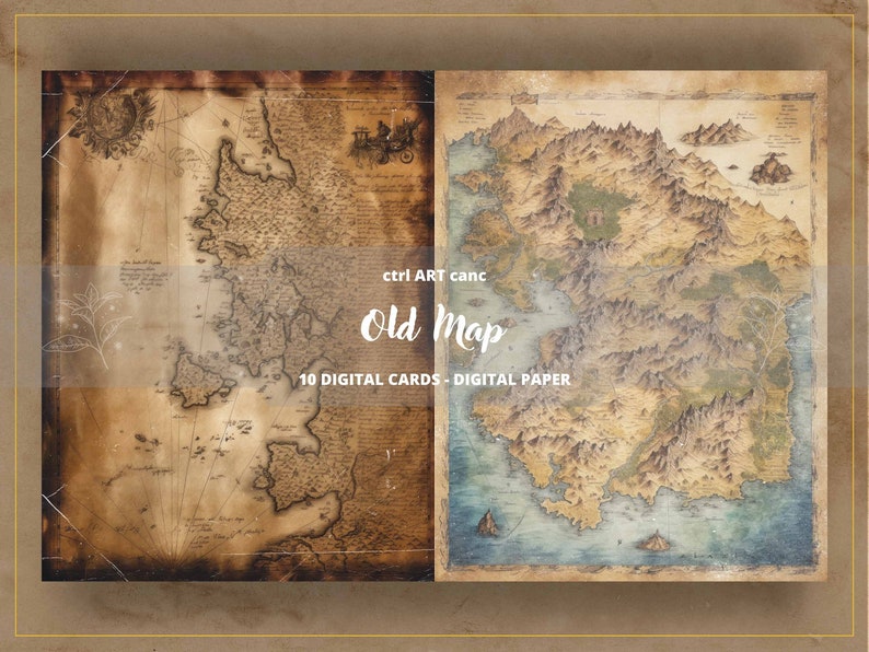 10 Treasure Island Printable Paper Fantasy Map Digital Paper - Etsy