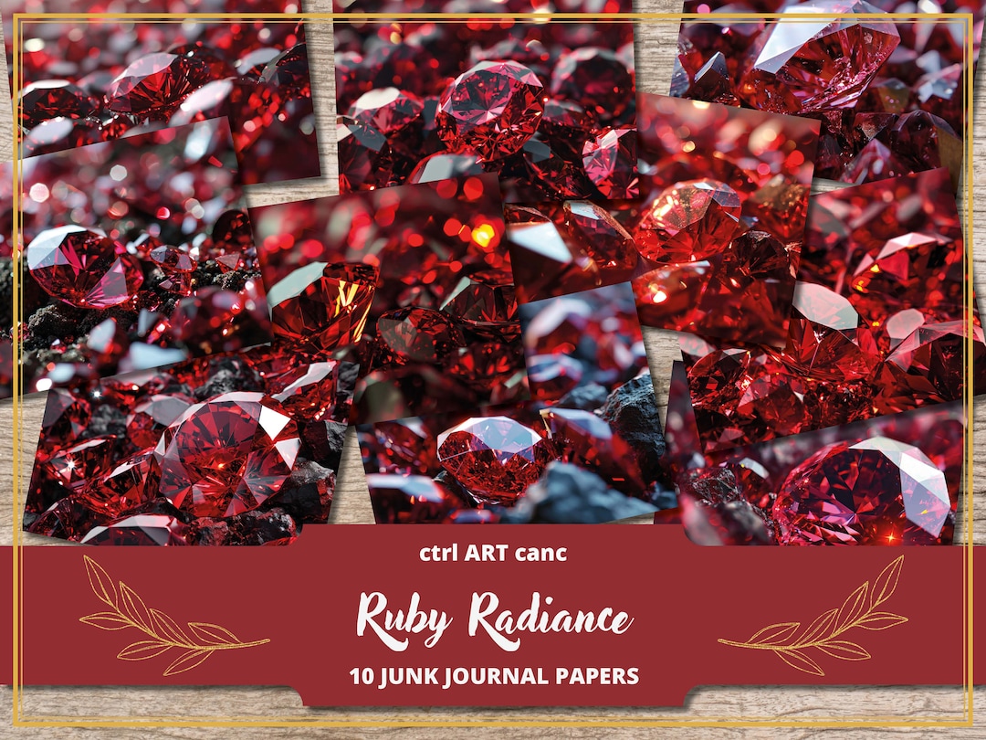 Red Diamond Digital Paper Kit Ruby Printable Paper Junk Journal Kit ...