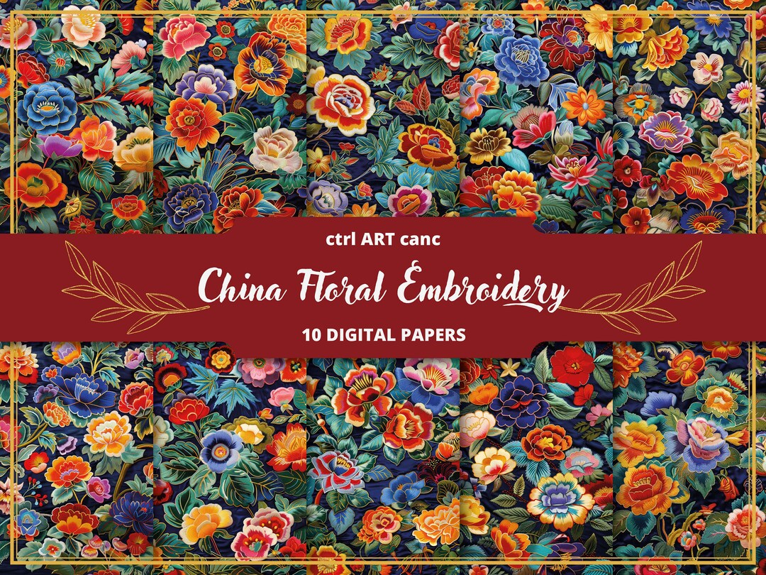 China Embroidery Digital Paper Chinese Printable Junk Journal Printable ...
