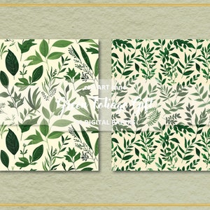 Green Plants Seamless Digital Paper Green Leaves Printable Pattern ...