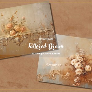 Tattered Brown Digital Paper Brown Journal Paper for Junk Journal ...