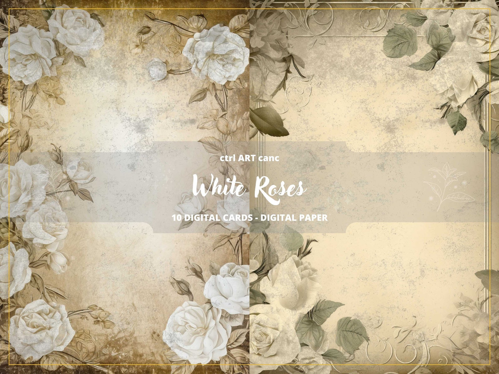 10 White Roses Printable Old Paper White Roses Roses - Etsy