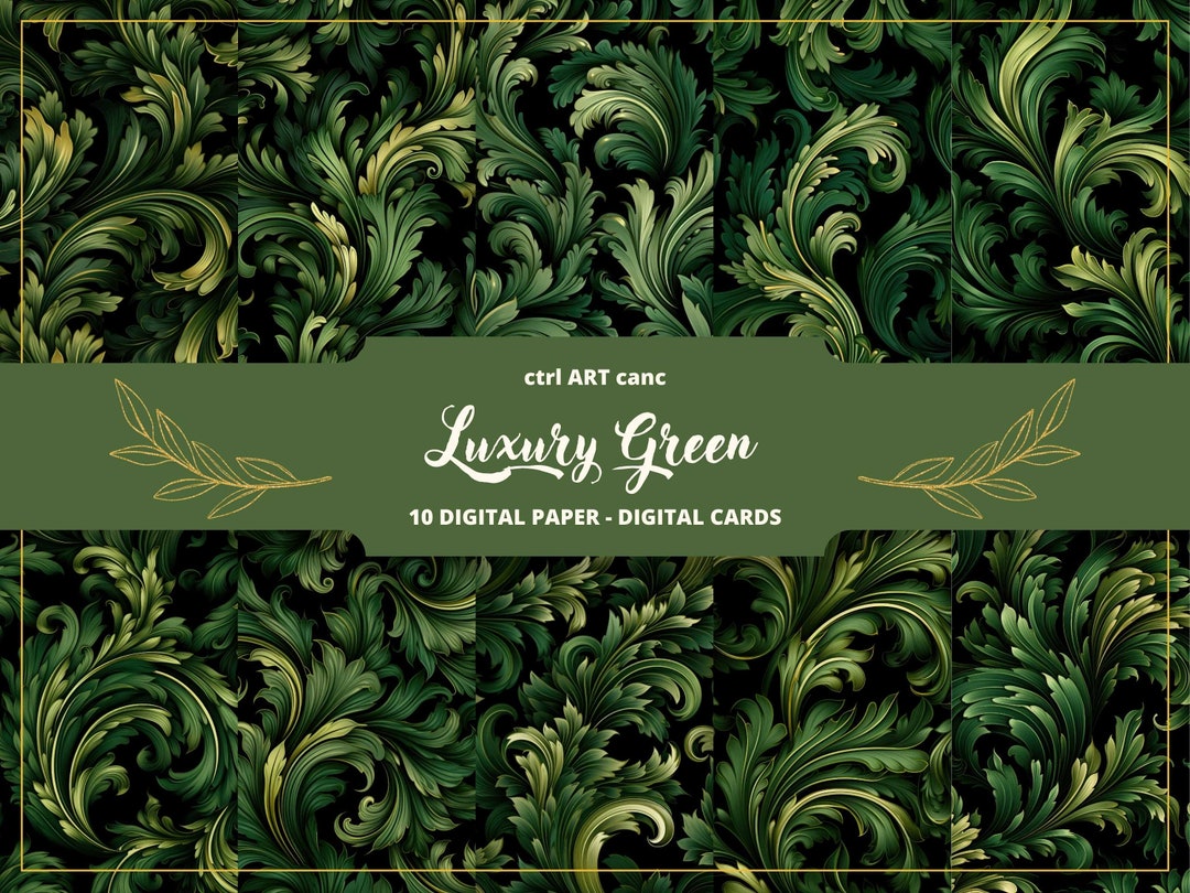 Luxury Green Damask Digital Paper: Scrapbook Backgrounds (JPEG) - Etsy