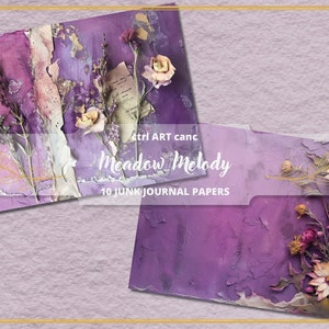 Floral Purple Collage Journal Kit Abstract Lace Background Floral ...