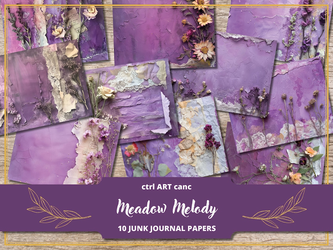 Floral Purple Collage Journal Kit Abstract Lace Background Floral ...