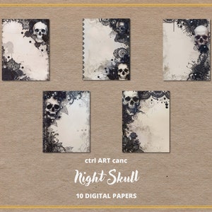 Skull Digital Paper for Junk Journal Kit Scrapbook Paper Gothic ...