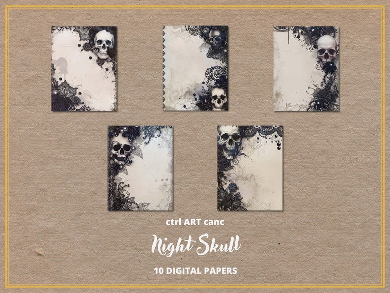 Skull Digital Paper for Junk Journal Kit Scrapbook Paper Gothic ...
