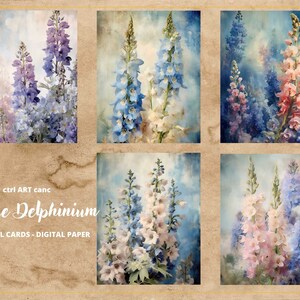 Vintage Delphinium Printable, Delphinium Paper, Romantic Decor, Journal ...