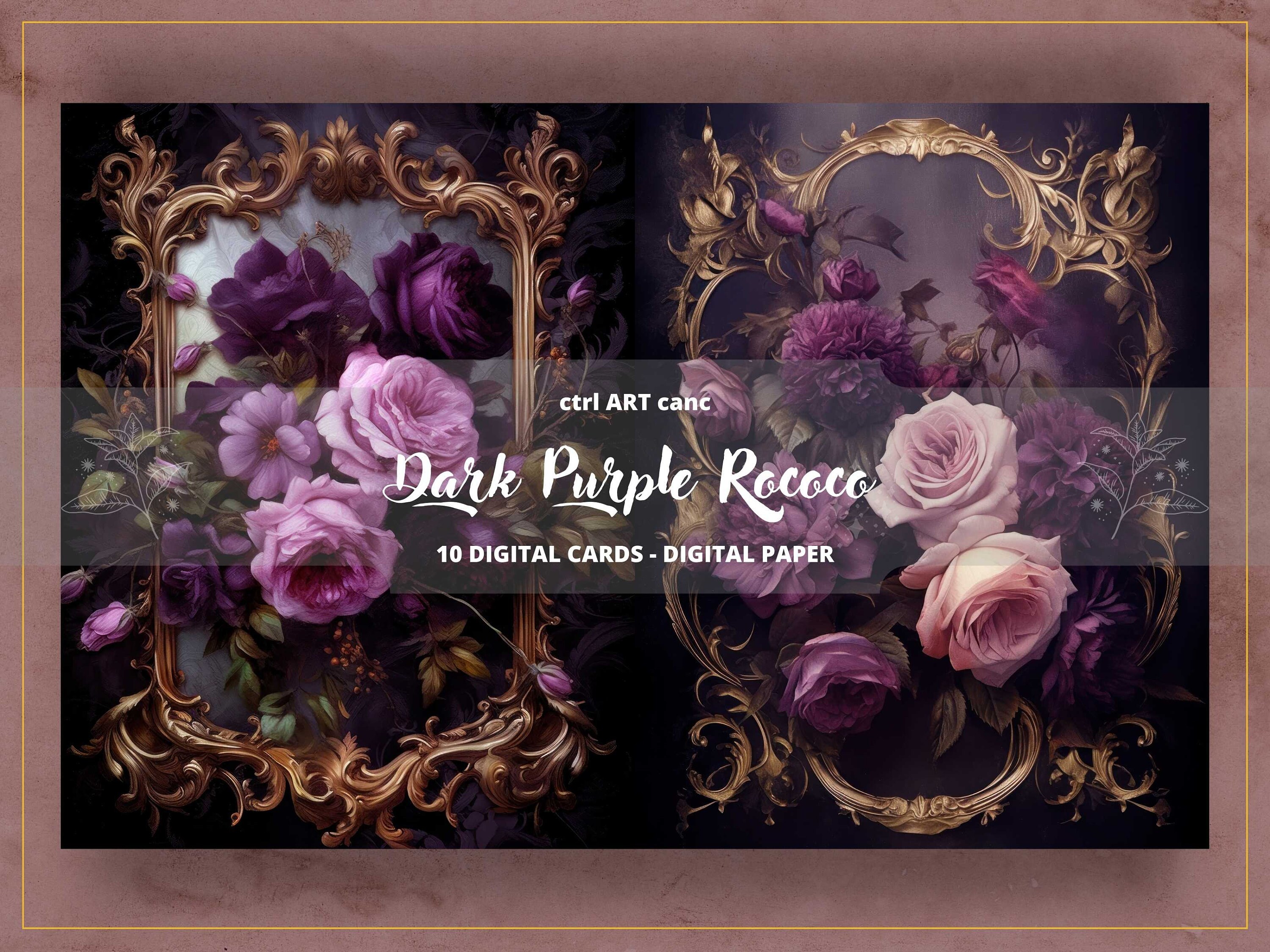 Dark Purple Rococo Roses Printable Dark Rose Printable - Etsy