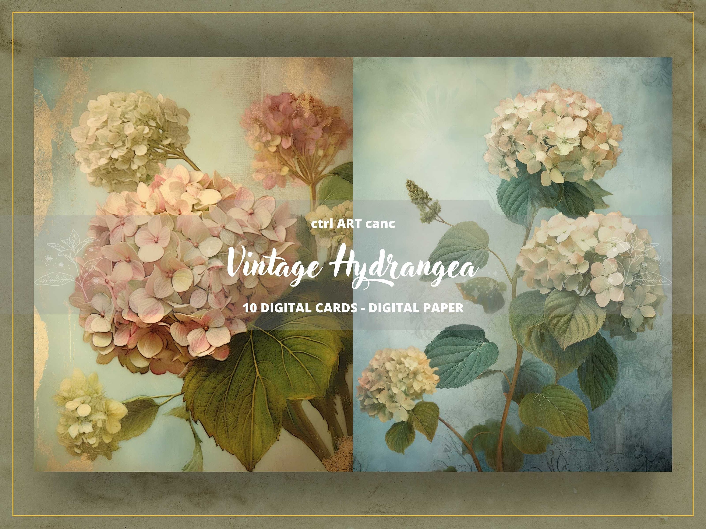 Vintage Hydrangea Printable Hydrangea Paper Romantic Decor - Etsy