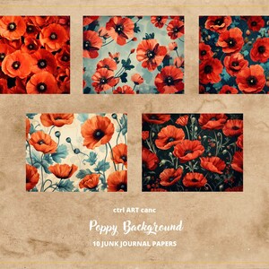 Poppy Junk Journal Kit Digital Paper Digital Scrapbook Kit Floral ...