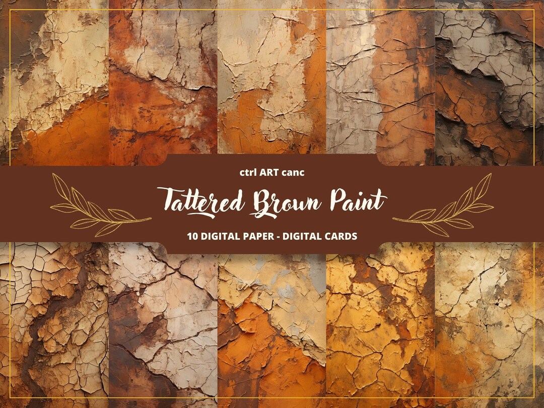 Tattered Brown Paint Printable, Tattered Digital Paper, Junk Journal ...