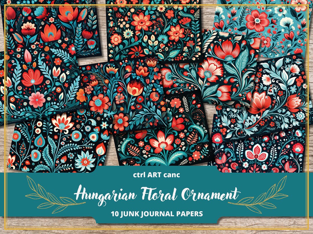 Hungarian Floral Paper: Folk Art Printable Scrapbook Kit (digital Paper ...