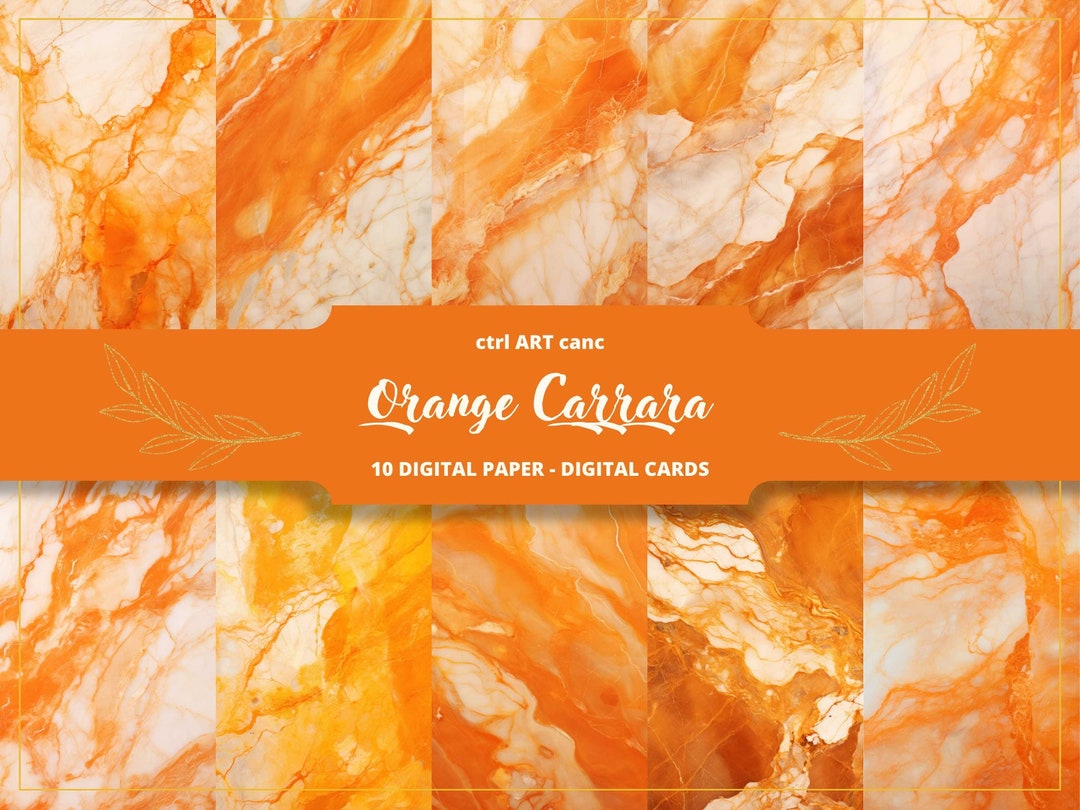 Orange Marble Digital Paper Carrara Marble Printable Paper for Junk ...