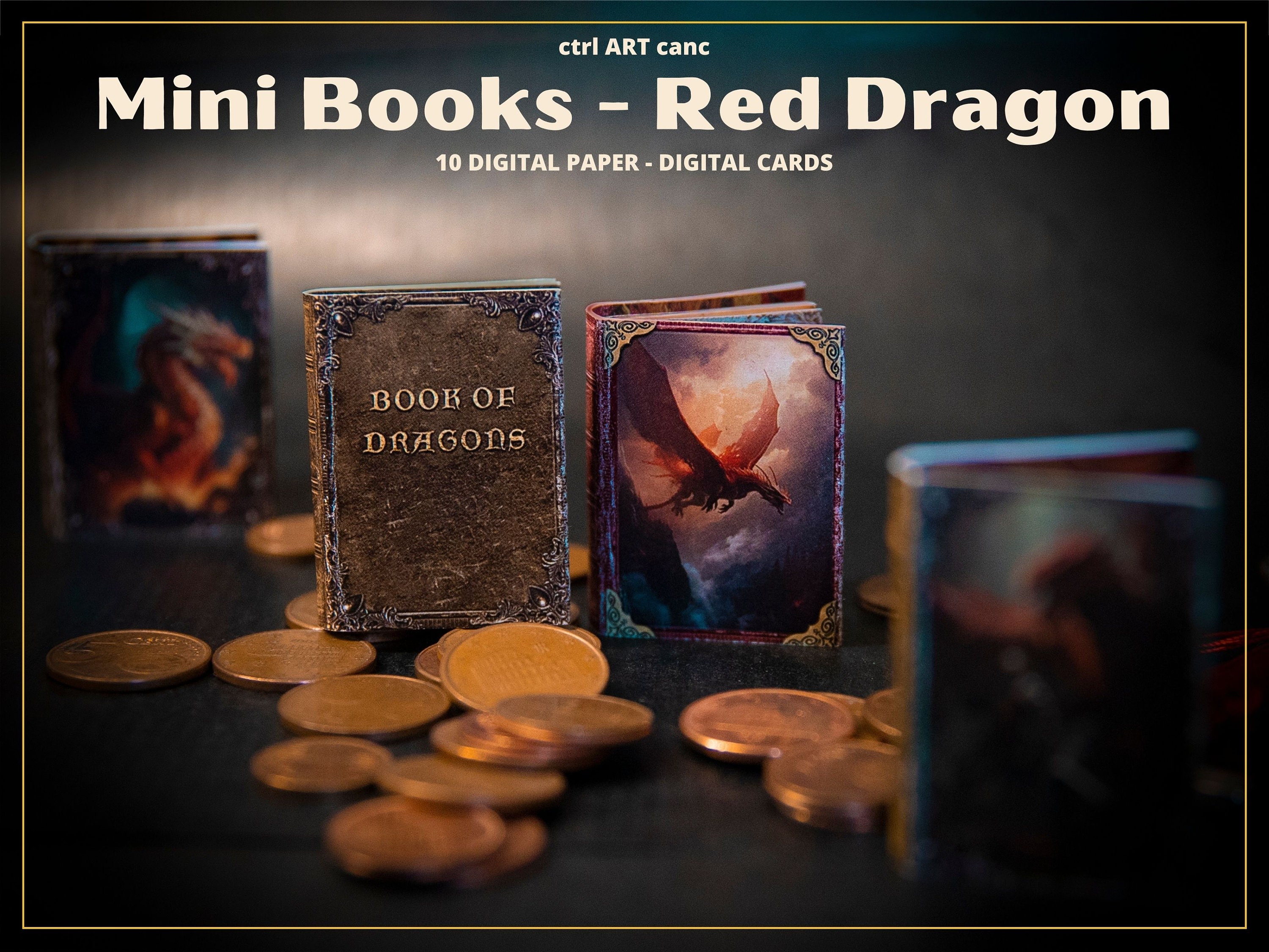 4 Red Dragon Mini Books Red Dragon Mini Book Miniature Book - Etsy