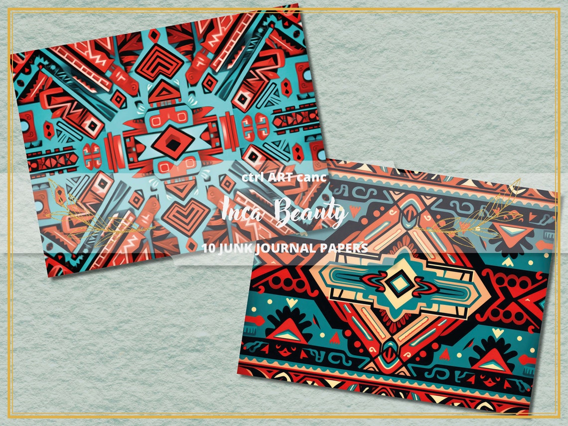 Aztec Maya Pattern Digital Paper: Inca Journal Kit (digital Download ...