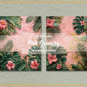 Plants Digital Paper Green Plants Tropical Paper Digital Kit Journal ...