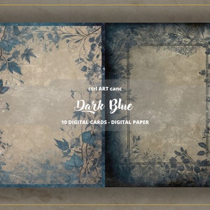 10 Dark Blue Printable, Dark Blue Digital Paper, Journal Page, Letter ...