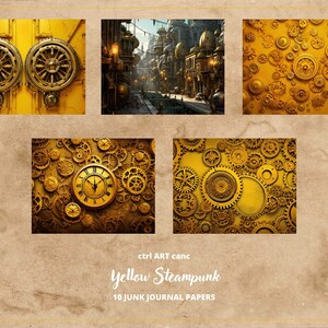 Steampunk Background Yellow Steampunk Digital Paper Instant Download ...
