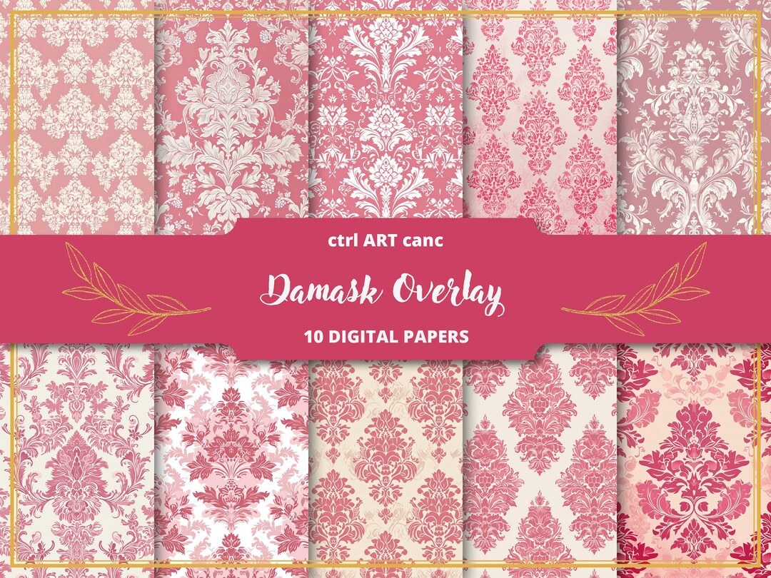 Pink Damask Digital Paper Damask Printable Paper Damask Pattern Damask ...