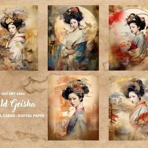 Geisha Digital Paper: Japanese Scrapbook Ephemera (digital Download) - Etsy