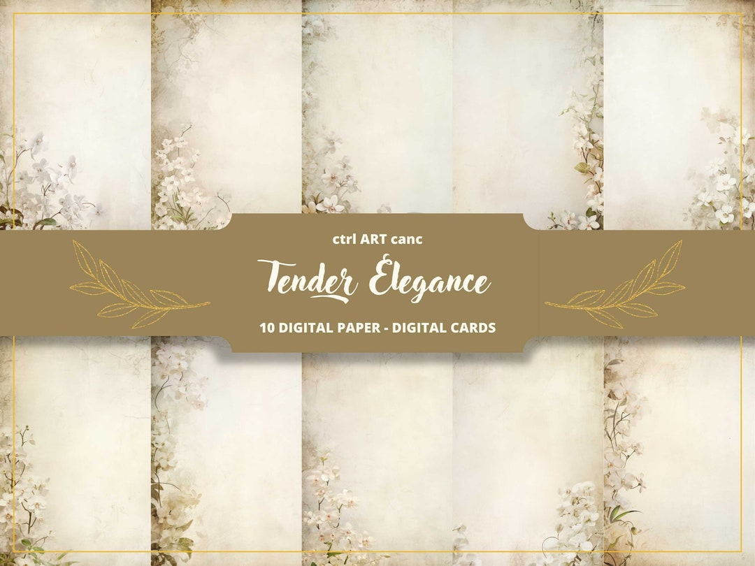 Tender Elegance Digital Paper, White Floral Invitation Paper, Digital Paper, Old Paper, Letter ...